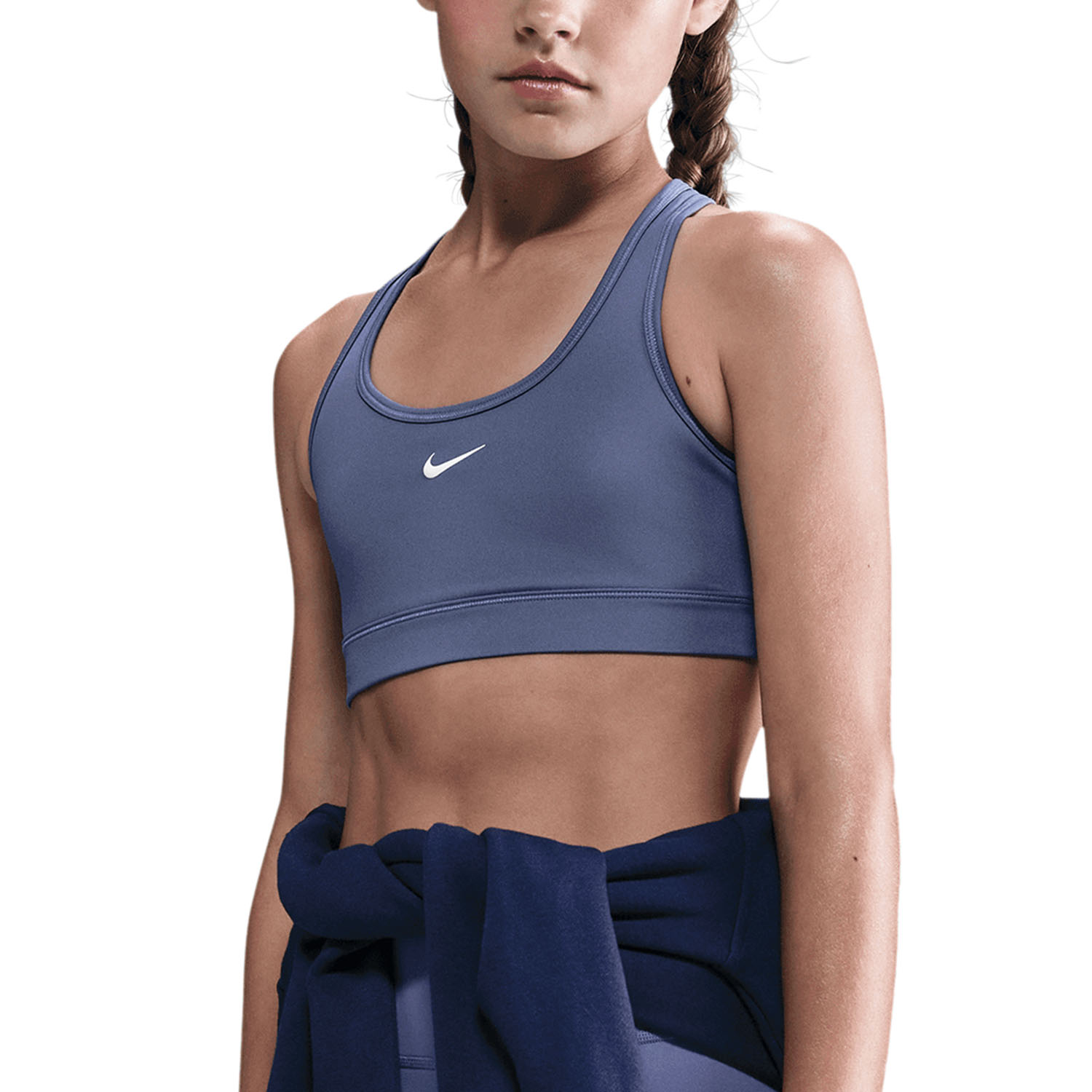 Nike Swoosh Logo Girl's Sports Bra - World Indigo/White